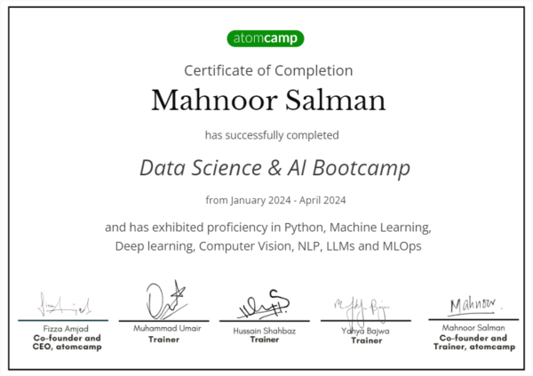 Data Science and AI Bootcamp | atomcamp