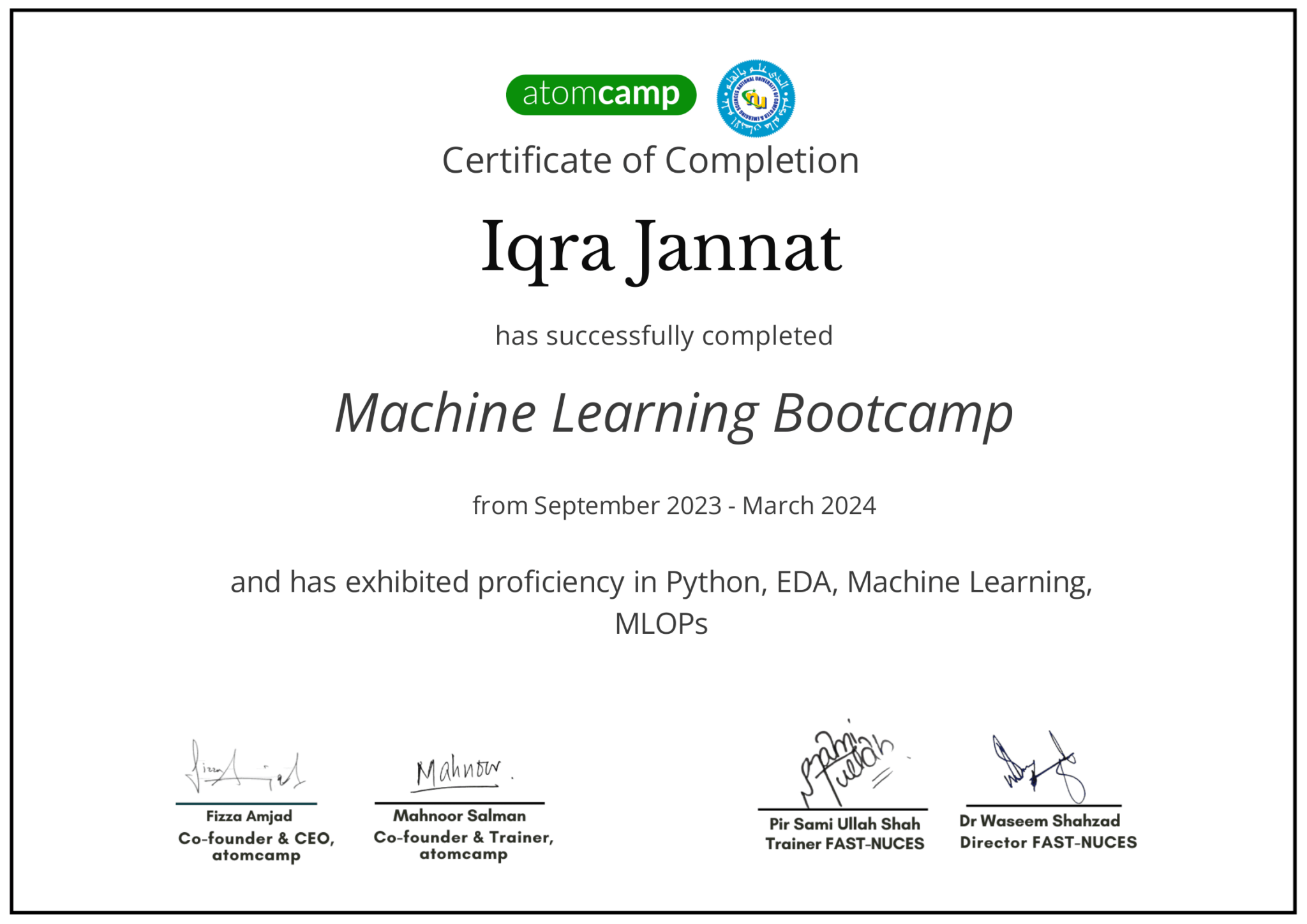 Machine Learning Bootcamp | atomcamp