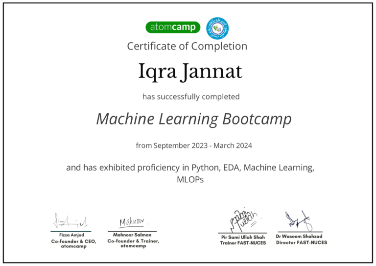 Machine Learning Bootcamp | atomcamp